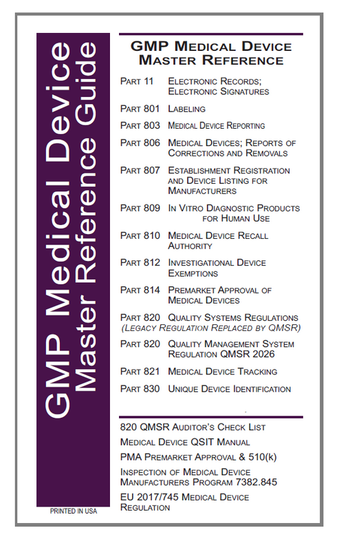 GMP Medical Device Master Reference